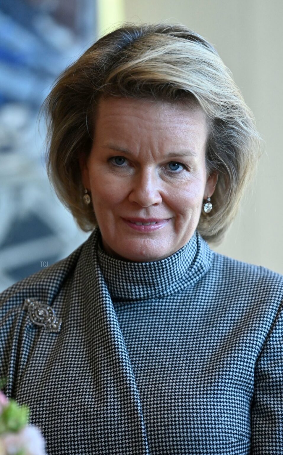 Queen Mathilde Wears a Beautiful Brooch in Brussels