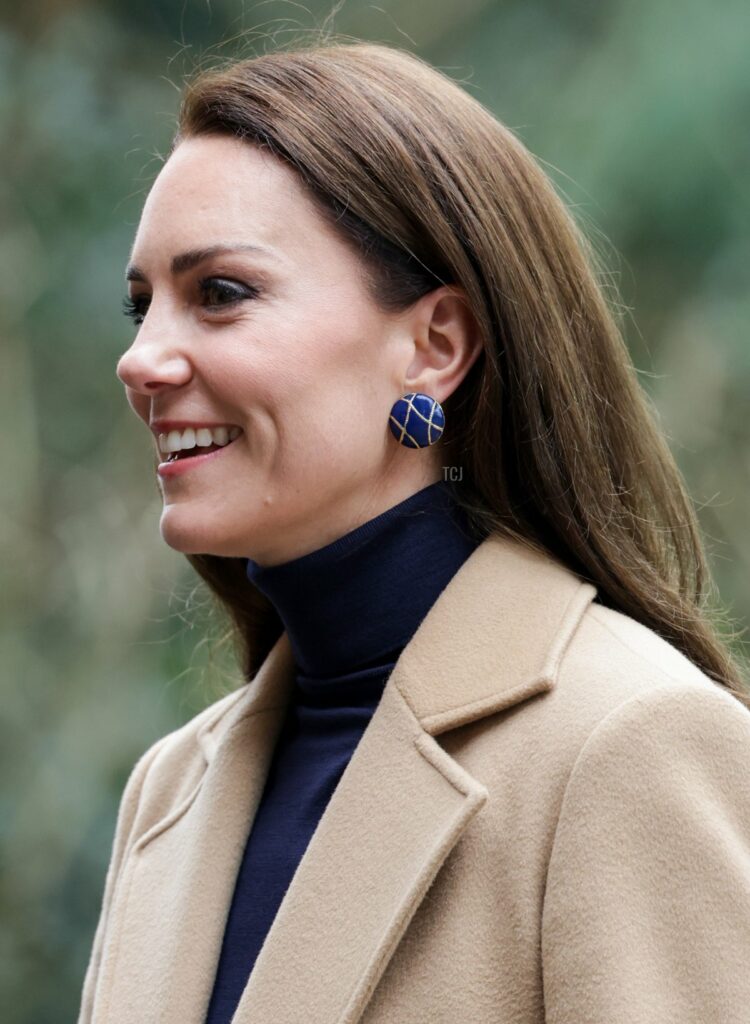 Blue Button Earrings for the Princess of Wales in Slough