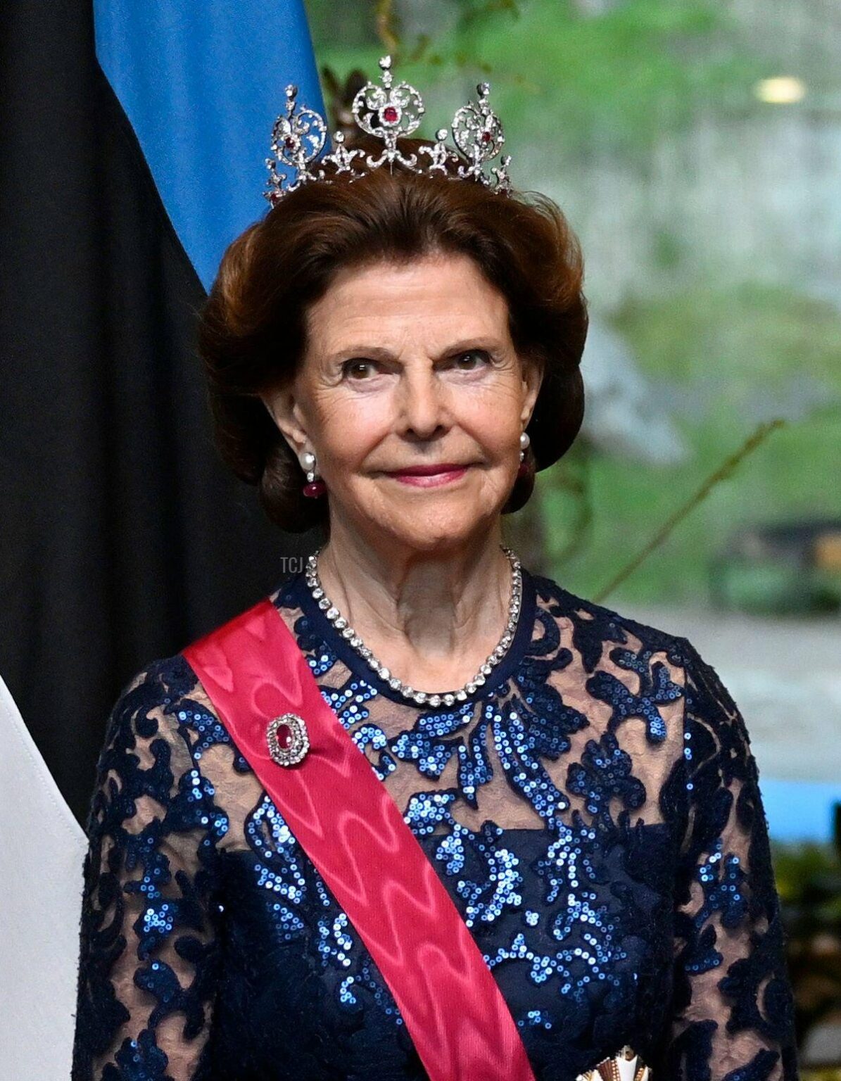 Queen Silvia Sparkles in a Pair of Tiaras for State Dinners in Estonia