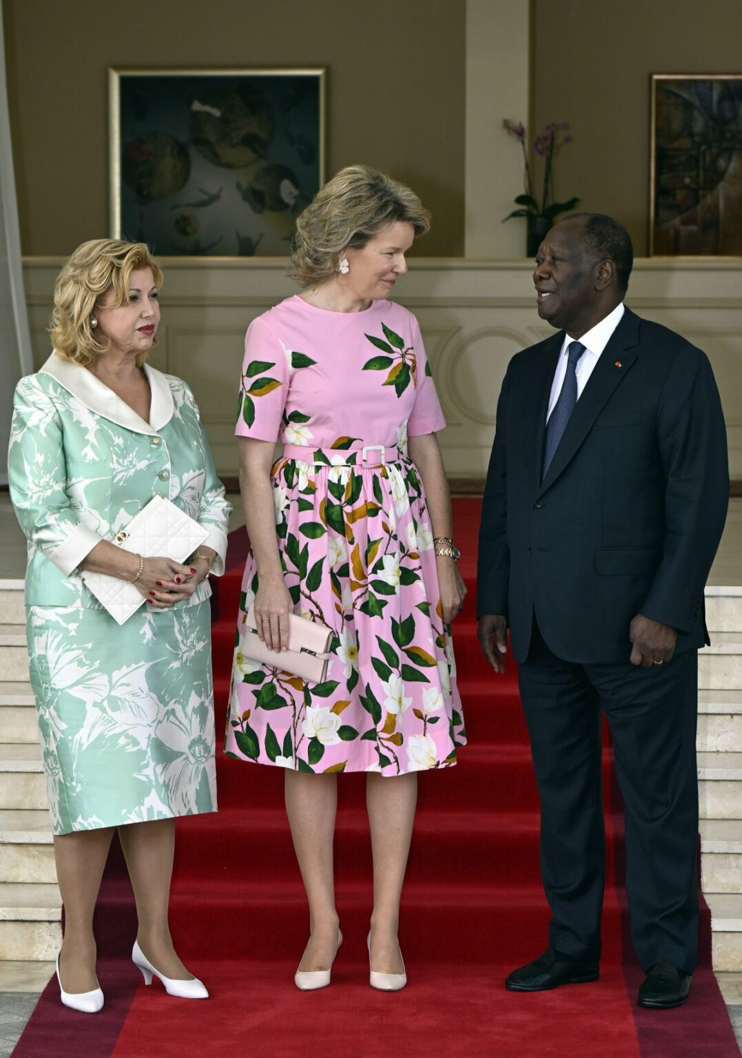 Queen Mathilde’s Elegant Jasmine Flower Earrings in Ivory Coast