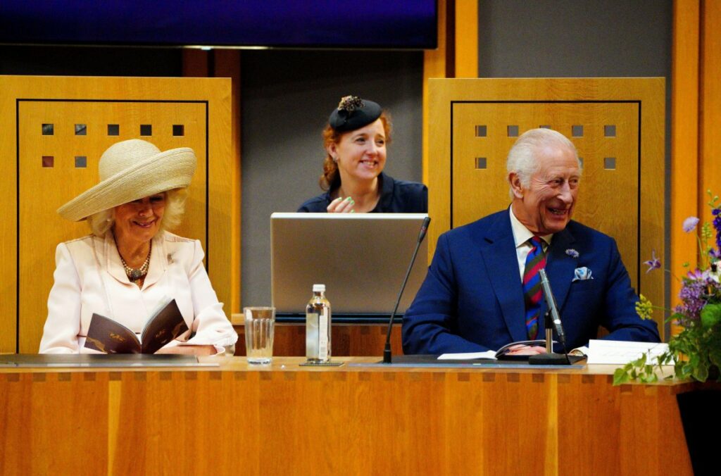 Queen Camilla Wears a Dazzling Diamond Leek in Wales