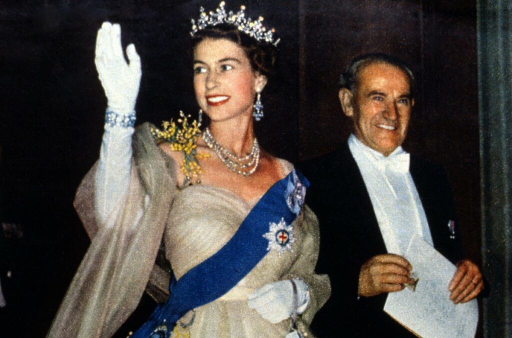 Queen Elizabeth II’s Iconic Wattle Dress–and Heirloom Diamonds–in Sydney