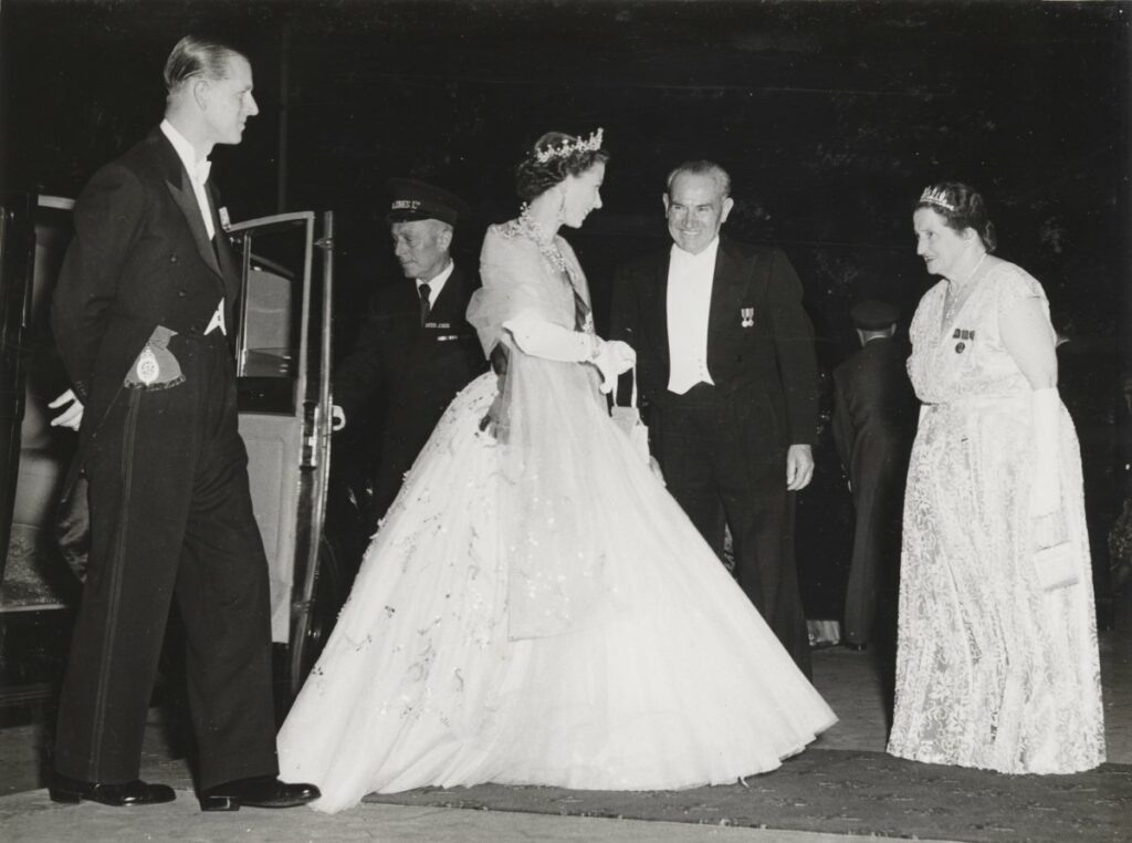 Queen Elizabeth II’s Iconic Wattle Dress–and Heirloom Diamonds–in Sydney